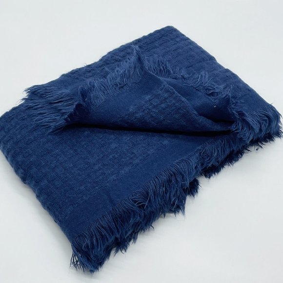 Fennco Styles | Bedding | Navy Blue Waffle Weave Solid Lightweight 5x60 ...